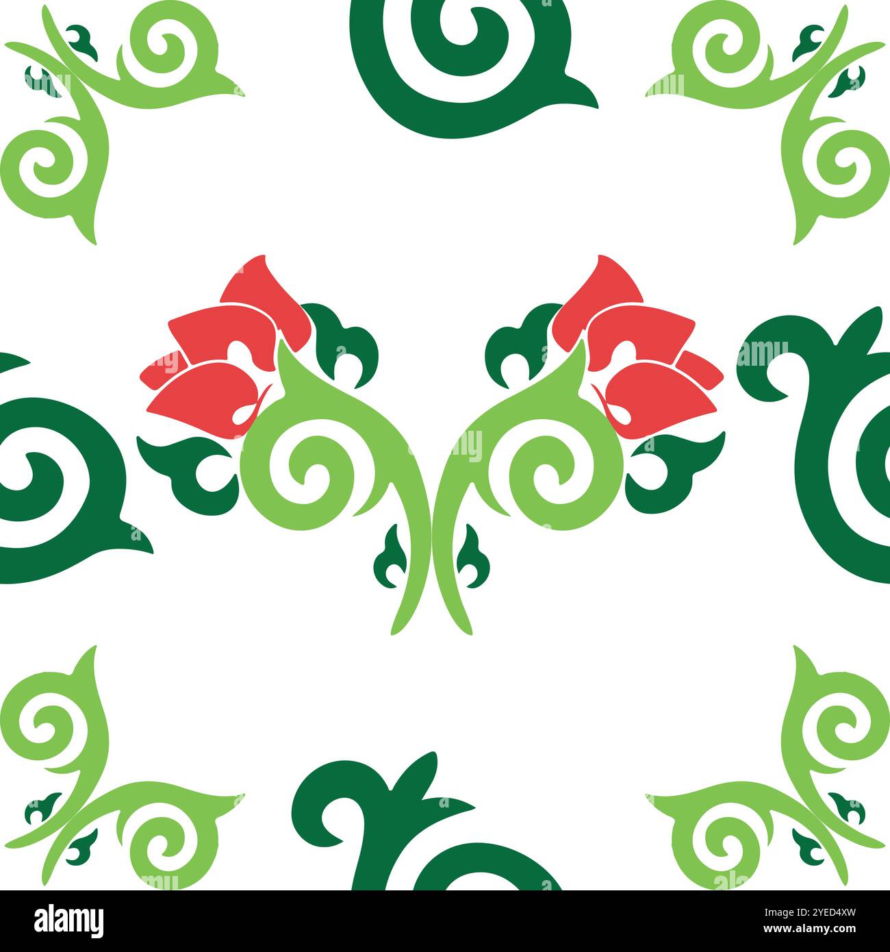 Floral pattern Tatar Native Ornamental border with tulips. Culture of ...