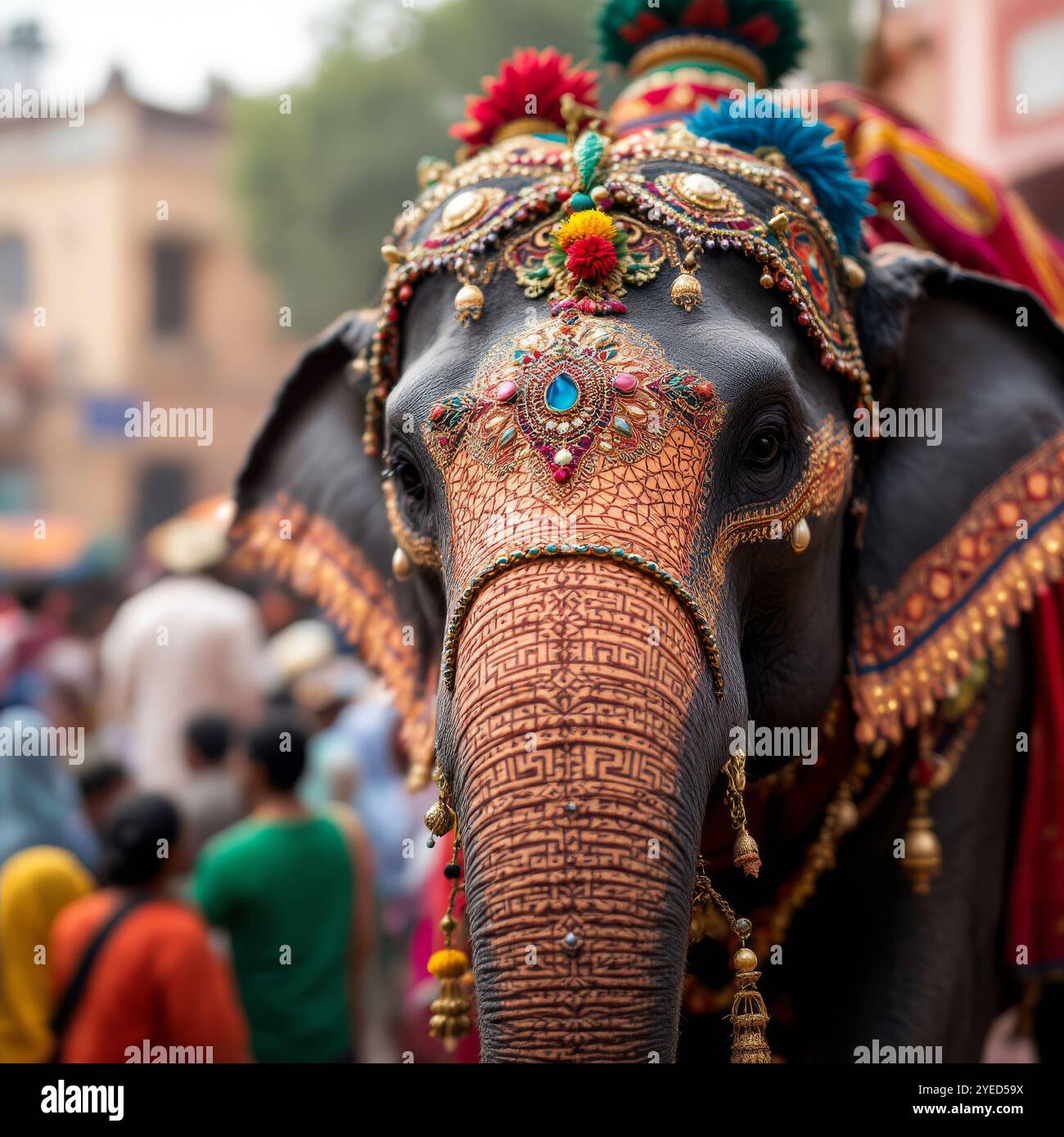 Decorated elephant at the annual elephant festival in Jaipur, Rajasthan ...