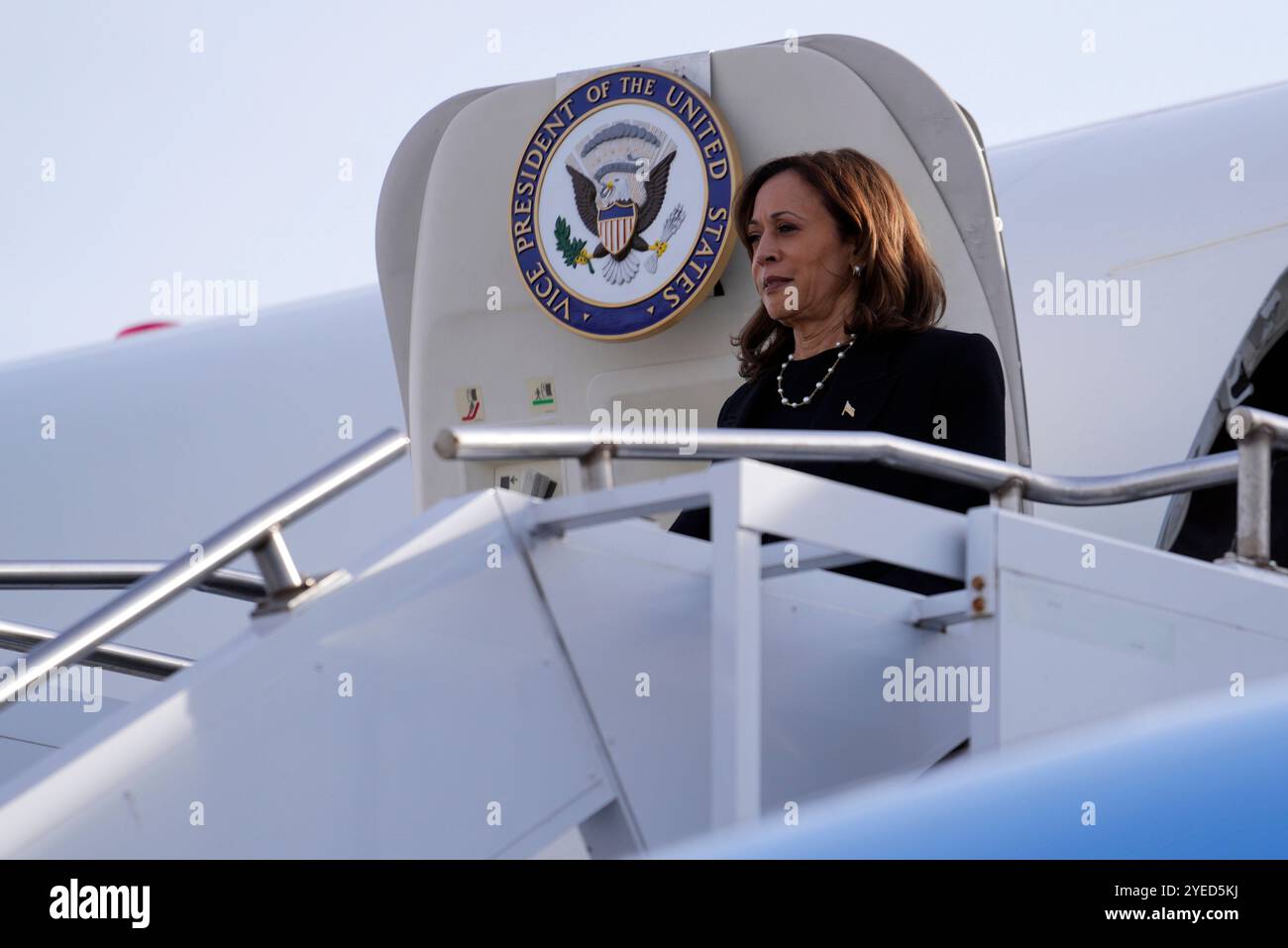 Democratic presidential nominee Vice President Kamala Harris arrives on ...
