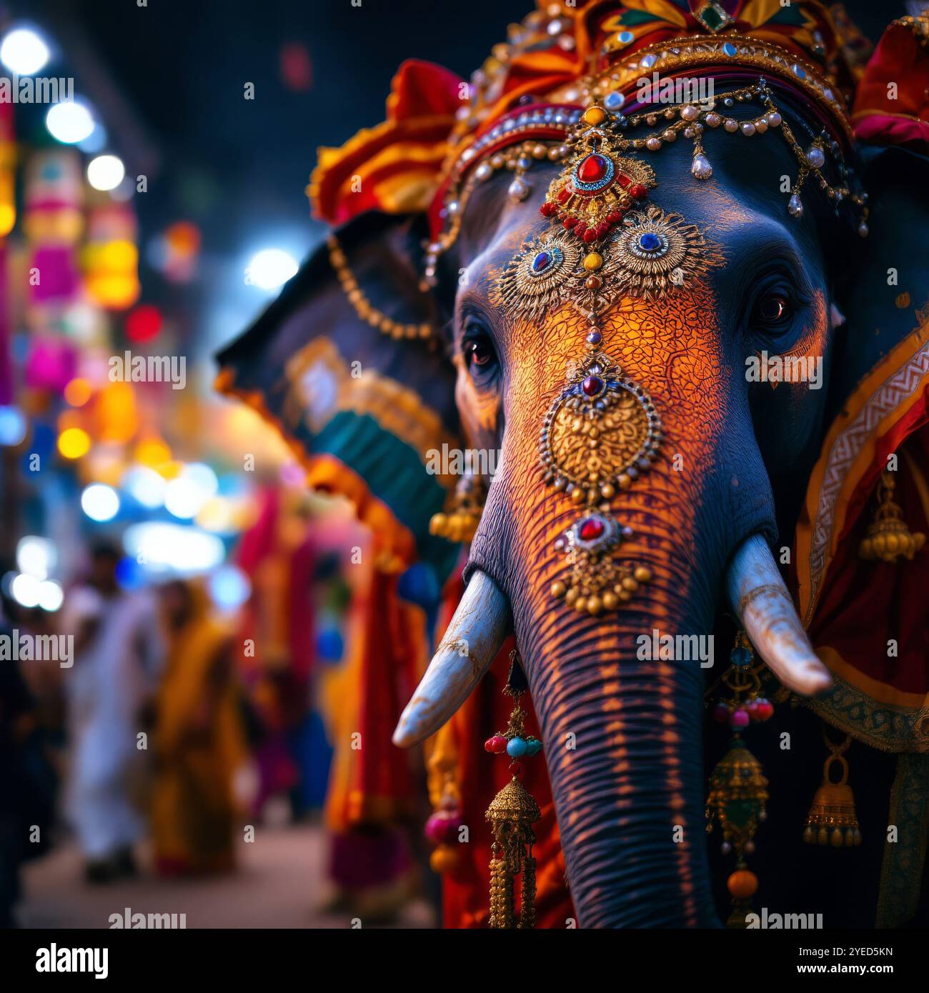 Decorated elephant at the annual elephant festival in Jaipur, Rajasthan ...