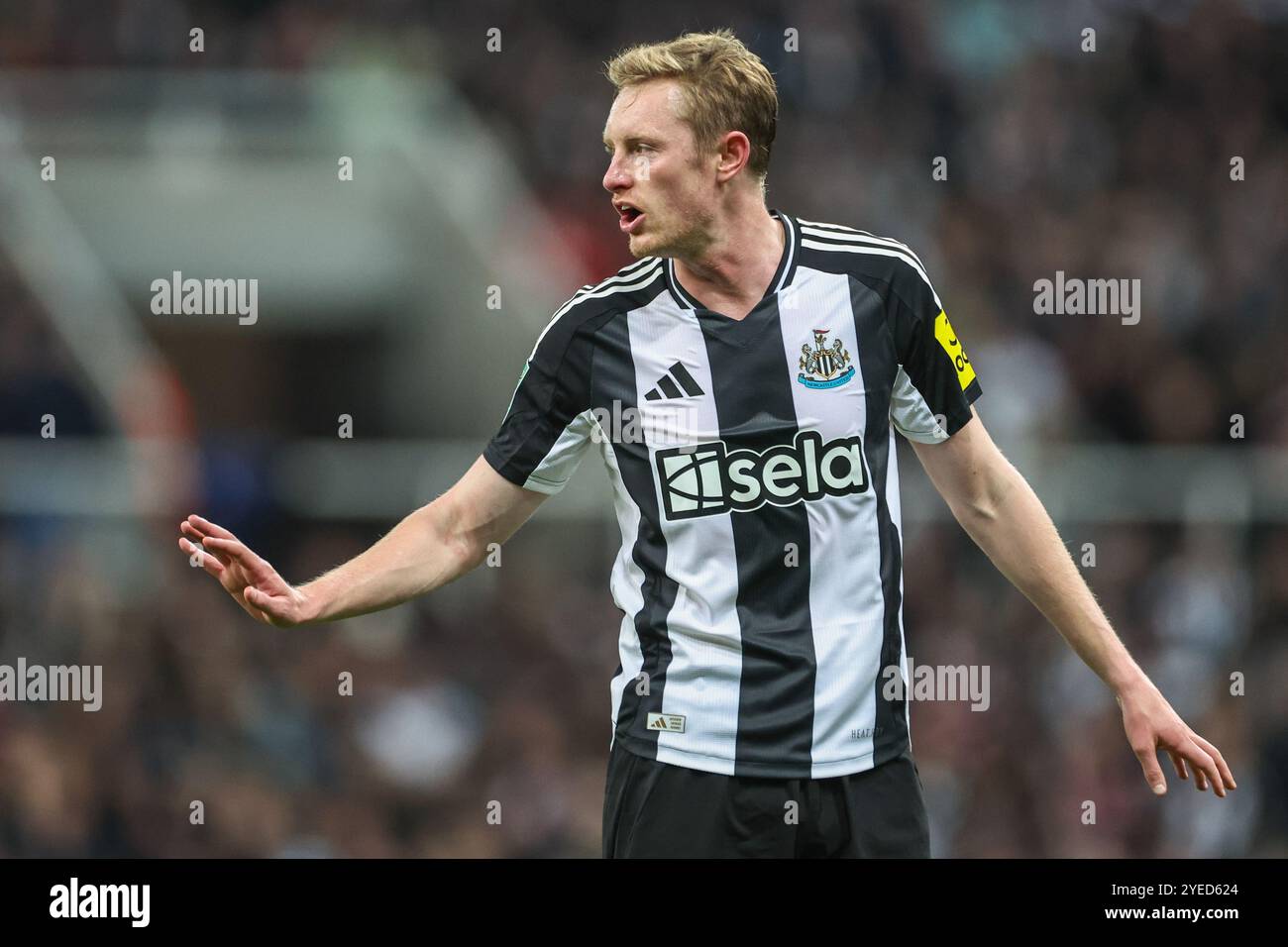 Sean Longstaff of Newcastle United gives his team instructions during ...