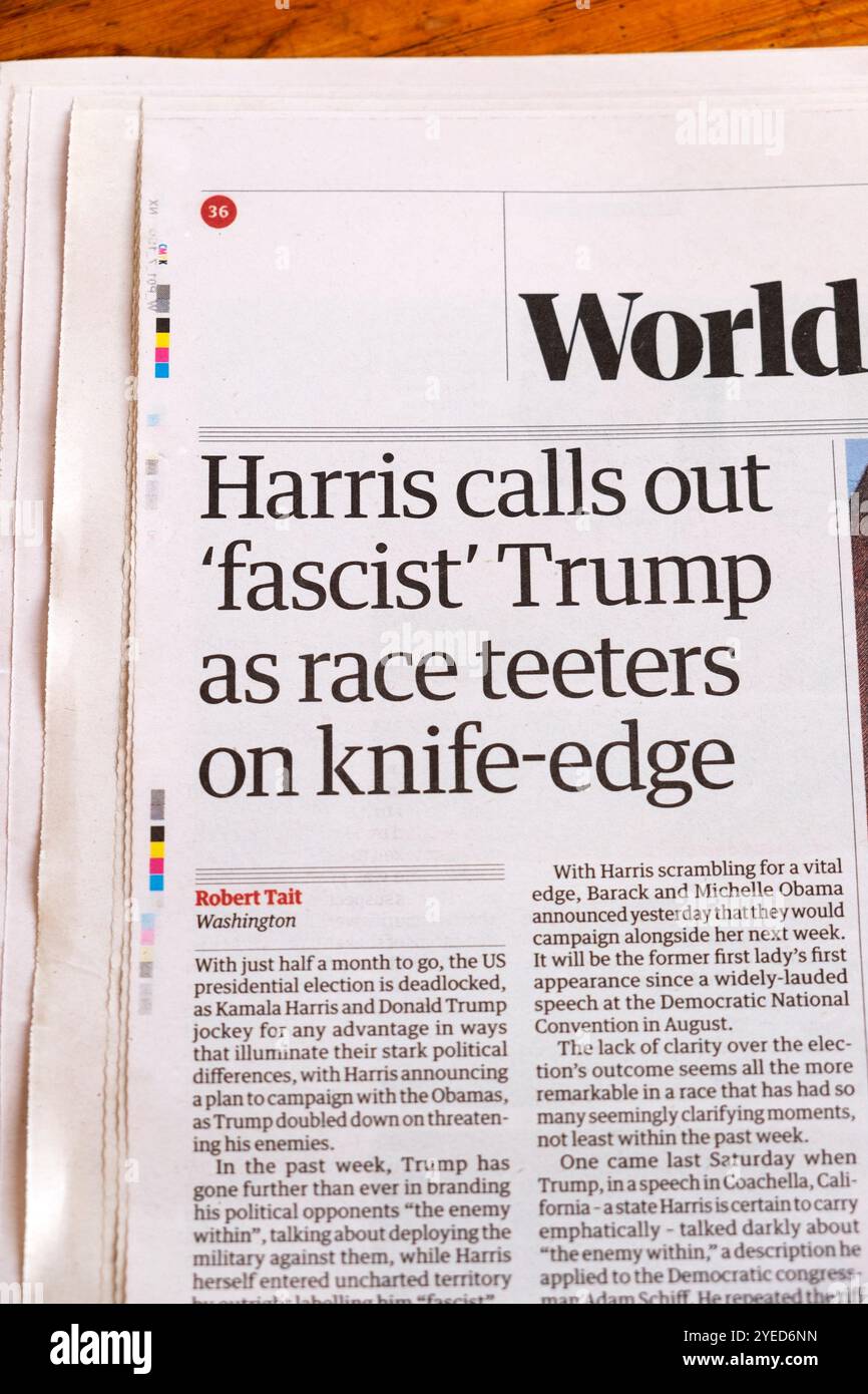 Kamala 'Harris calls out 'fascist' Trump as race teeters on knife-edge ...