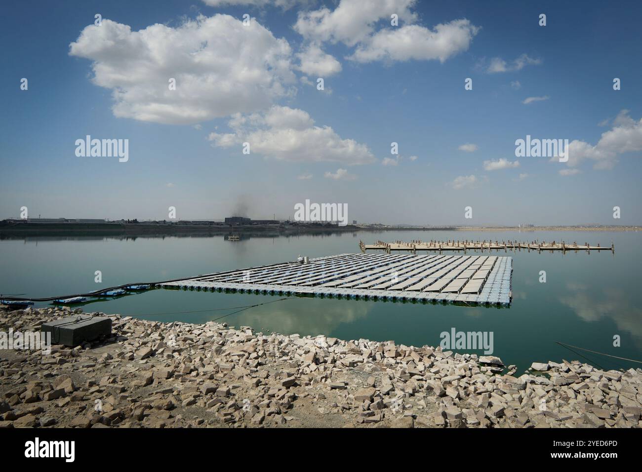Solar panel outside the Olympic Stadium, Baku, Azerbaijan, Monday, Sept ...
