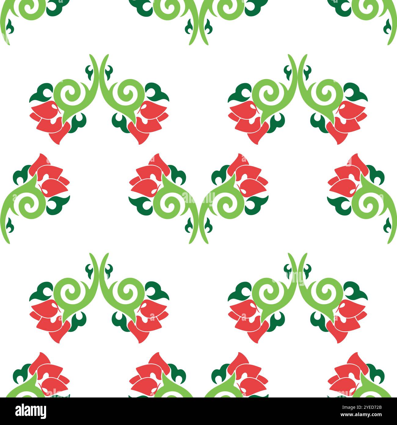 Floral pattern Tatar Native Ornamental border with tulips. Culture of ...