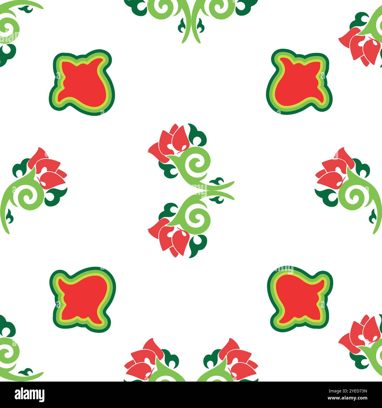 Floral pattern Tatar Native Ornamental border with tulips. Culture of ...