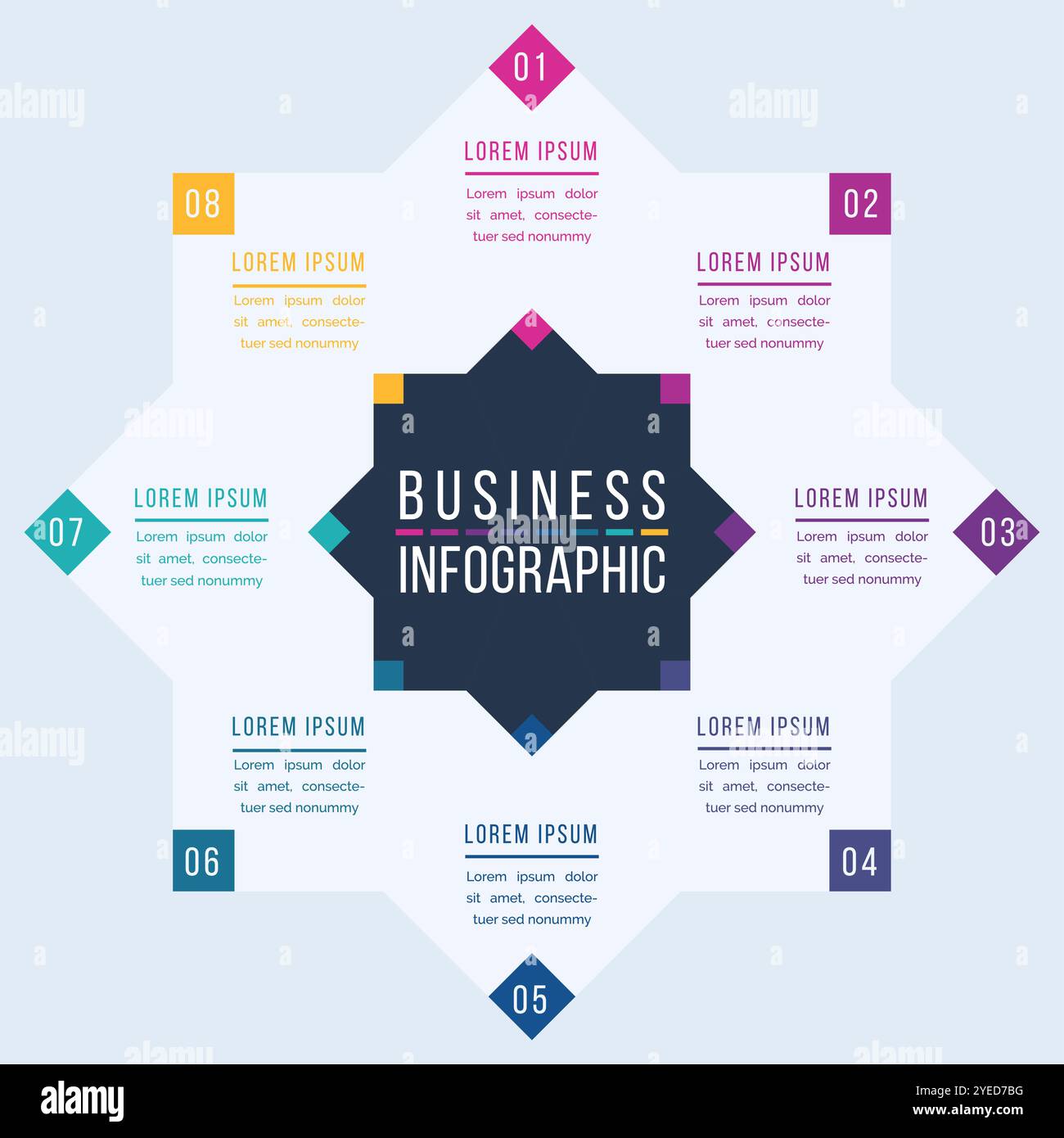Business Infographic template 8 steps, objects, elements or options ...