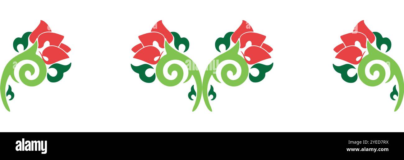 Floral pattern Tatar Native Ornamental border with tulips. Culture of ...