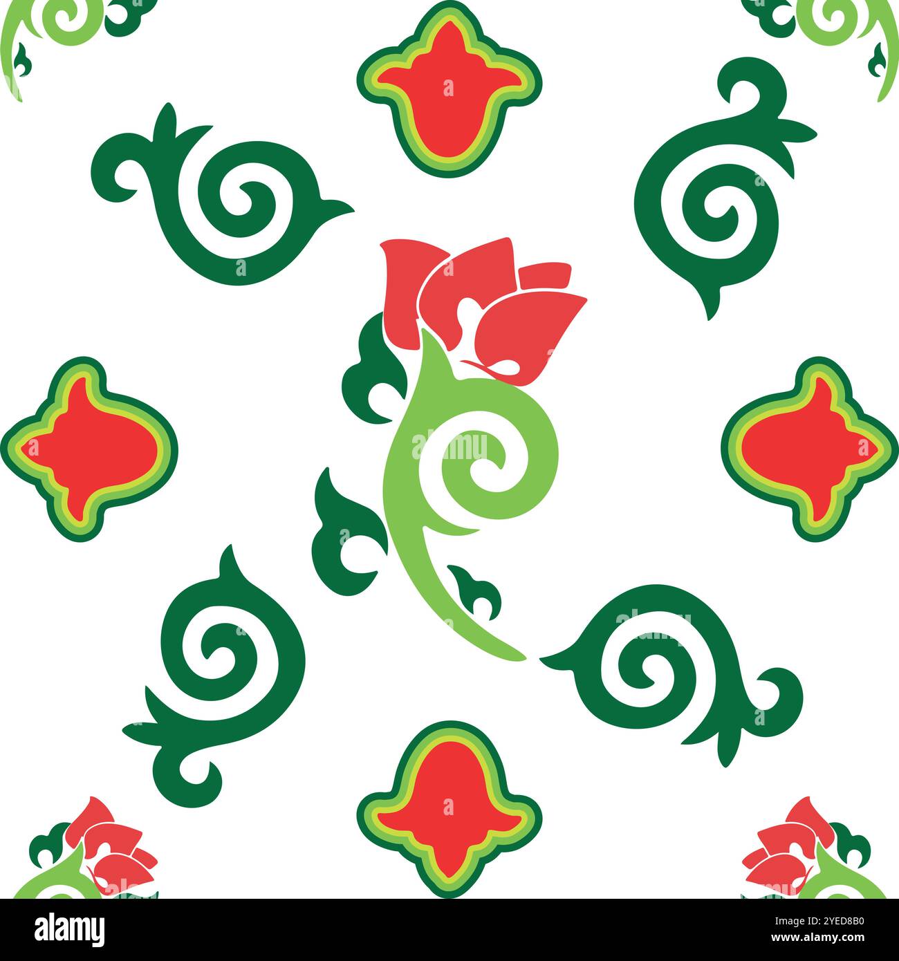 Floral pattern Tatar Native Ornamental border with tulips. Culture of ...