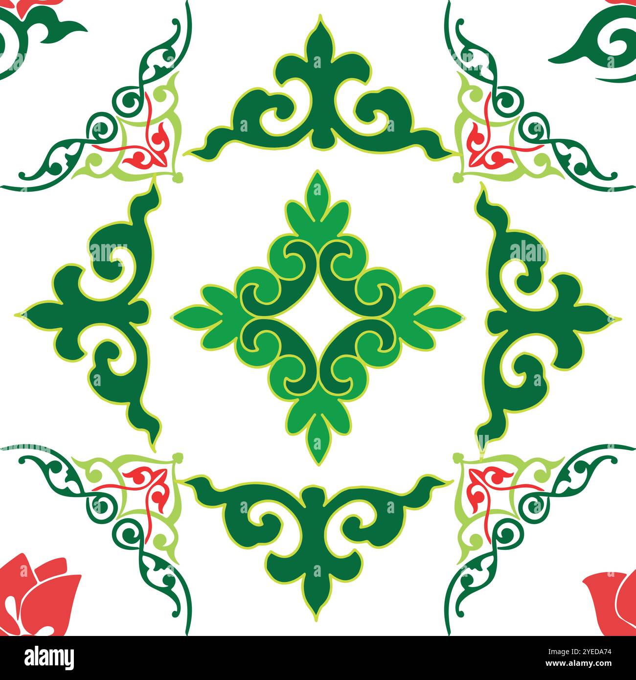 Floral pattern Tatar Native Ornamental border with tulips. Culture of ...