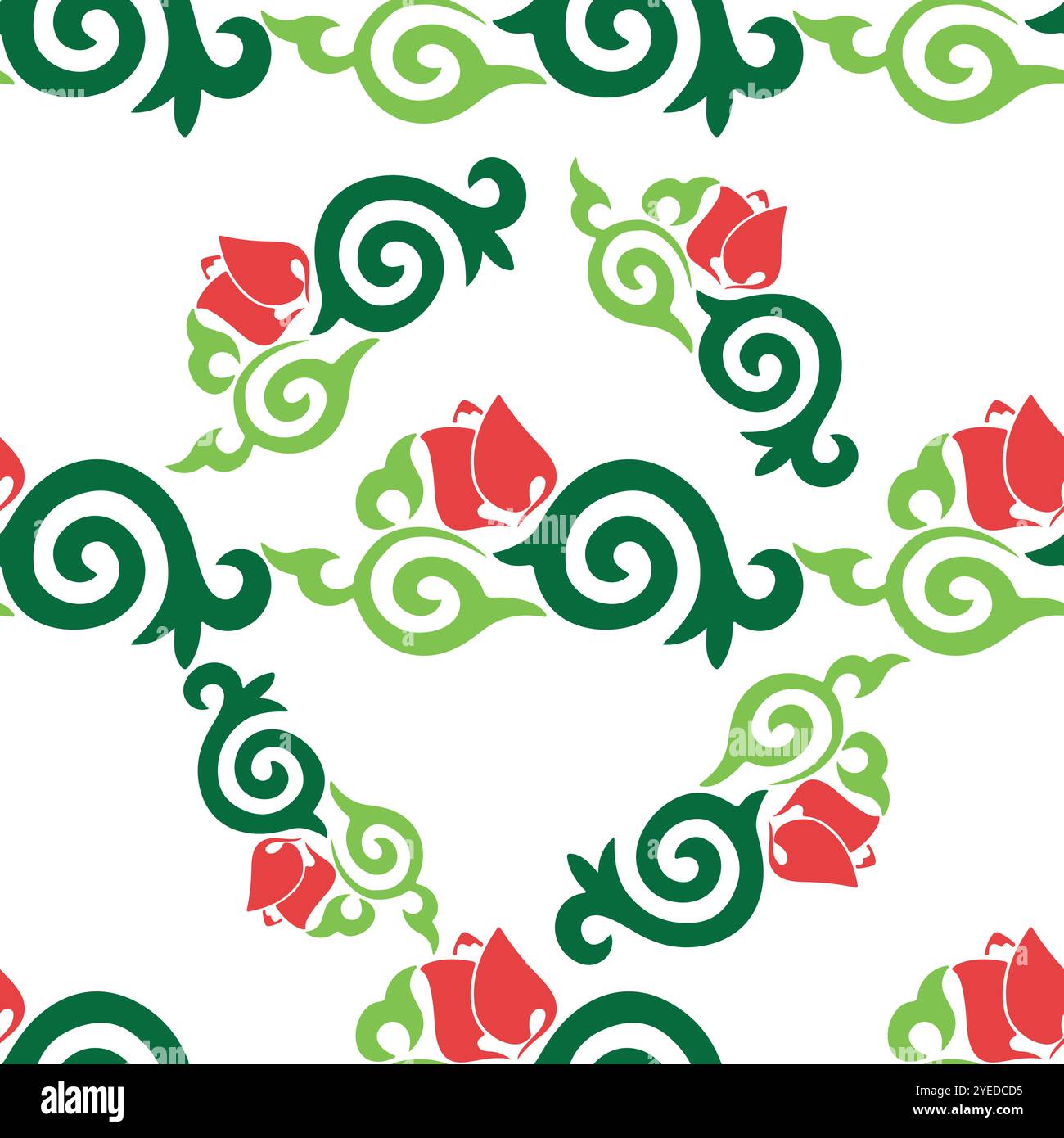 Floral pattern Tatar Native Ornamental border with tulips. Culture of ...