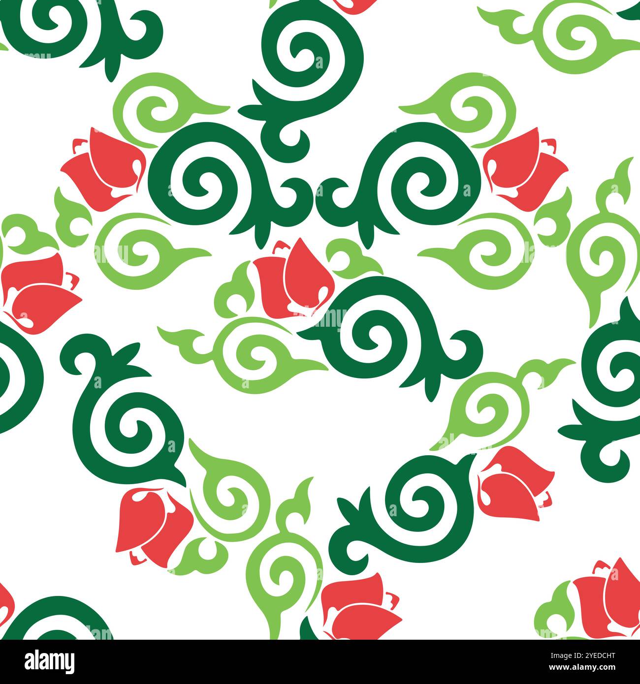 Floral pattern Tatar Native Ornamental border with tulips. Culture of ...