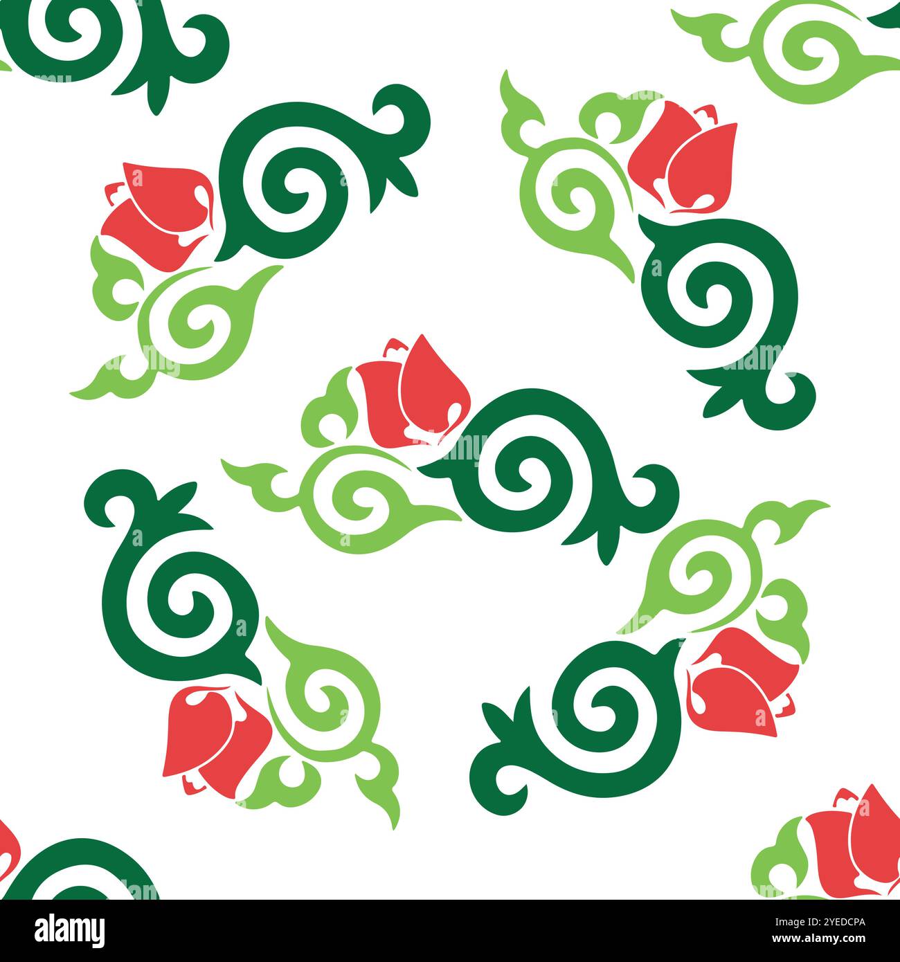 Floral pattern Tatar Native Ornamental border with tulips. Culture of ...