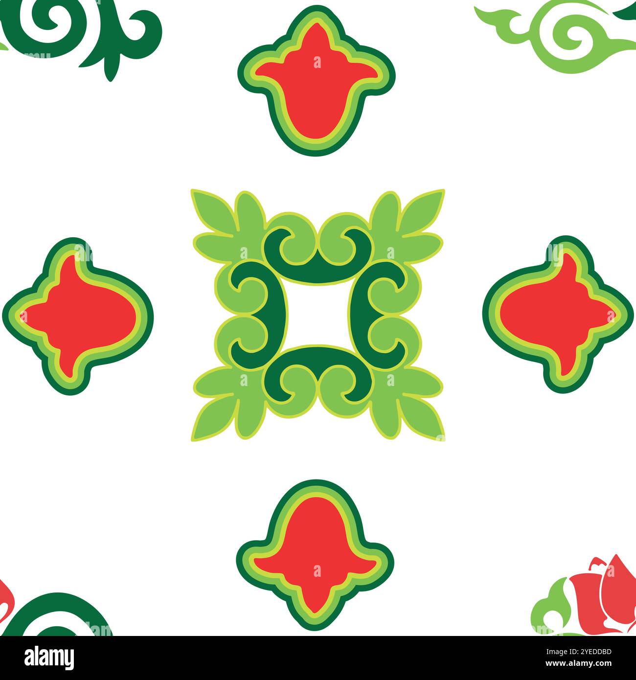 Floral pattern Tatar Native Ornamental border with tulips. Culture of ...