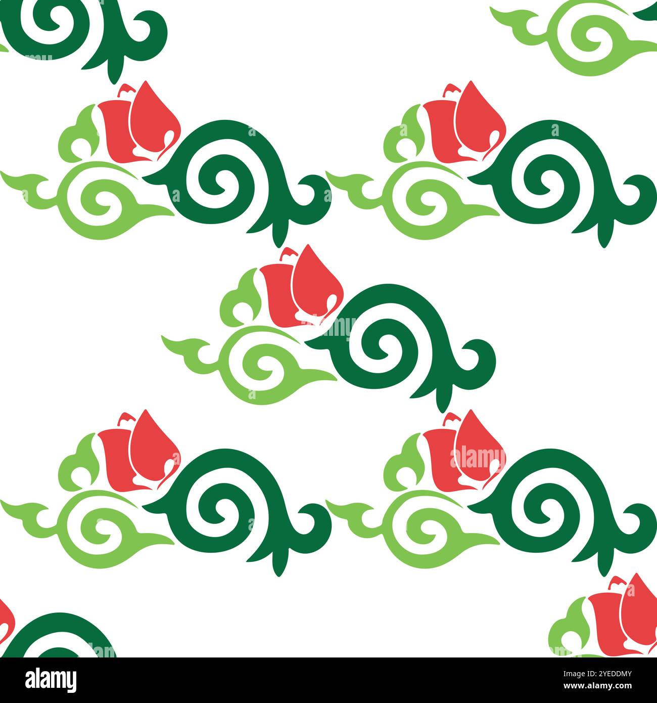 Floral pattern Tatar Native Ornamental border with tulips. Culture of ...