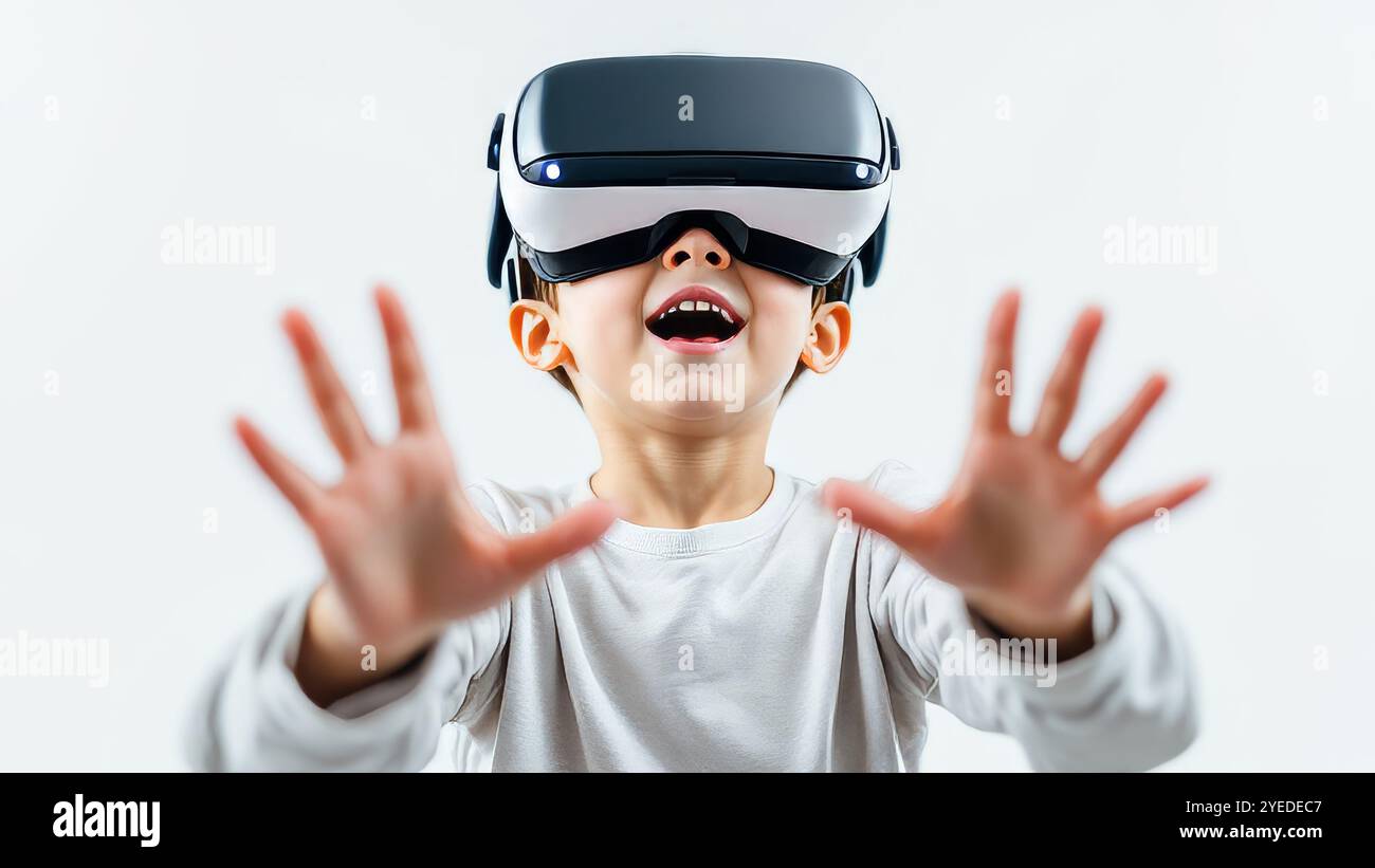 Boy experiencing using virtual hi-res stock photography and images - Alamy