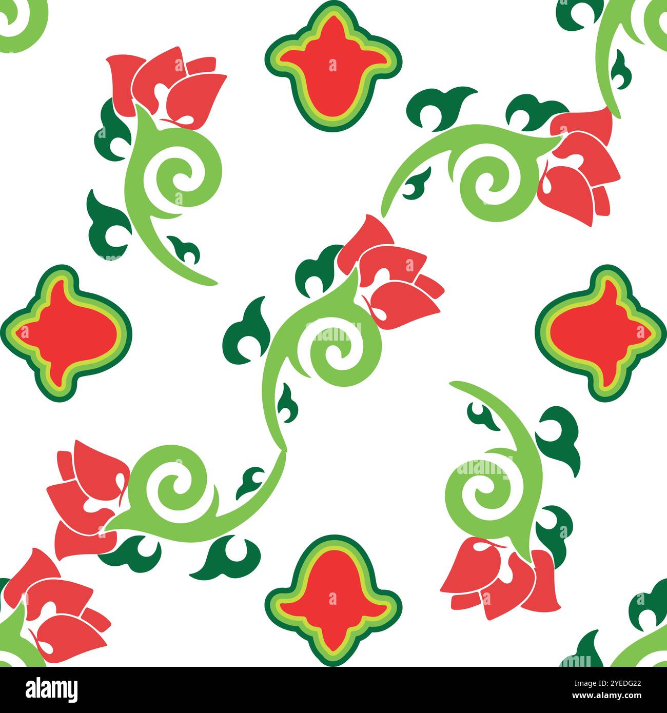 Floral pattern Tatar Native Ornamental border with tulips. Culture of ...