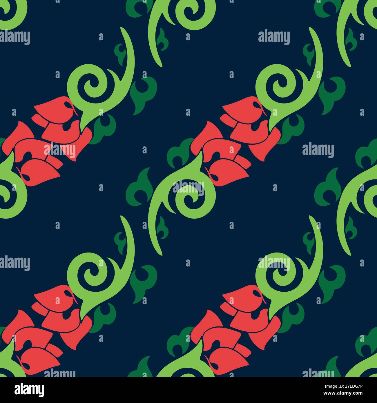 Floral pattern Tatar Native Ornamental border with tulips. Culture of ...