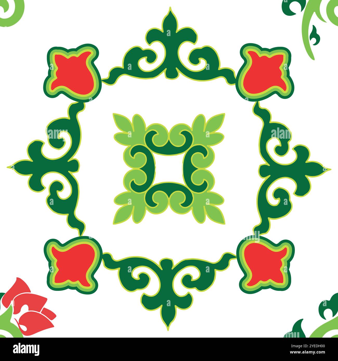 Floral pattern Tatar Native Ornamental border with tulips. Culture of ...