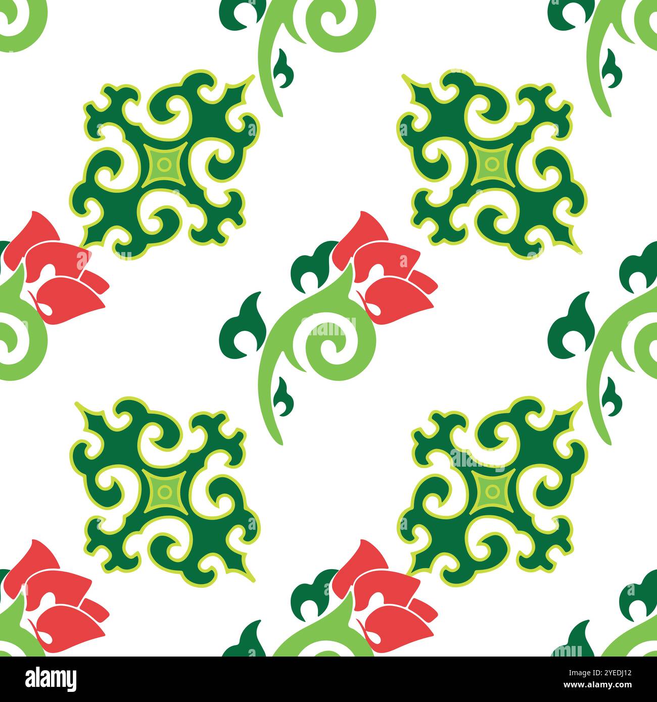 Floral pattern Tatar Native Ornamental border with tulips. Culture of ...