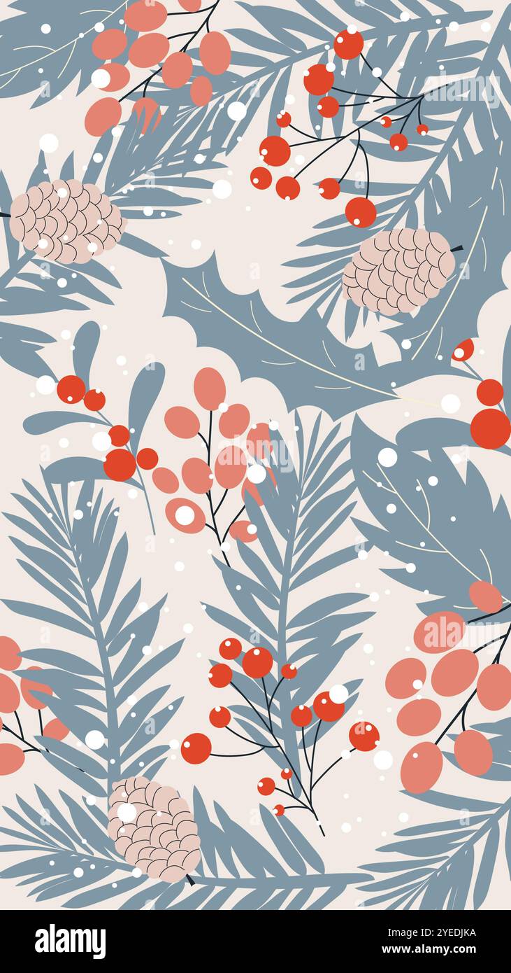 Winter boho vertical background. Vector Christmas hand drawn ...