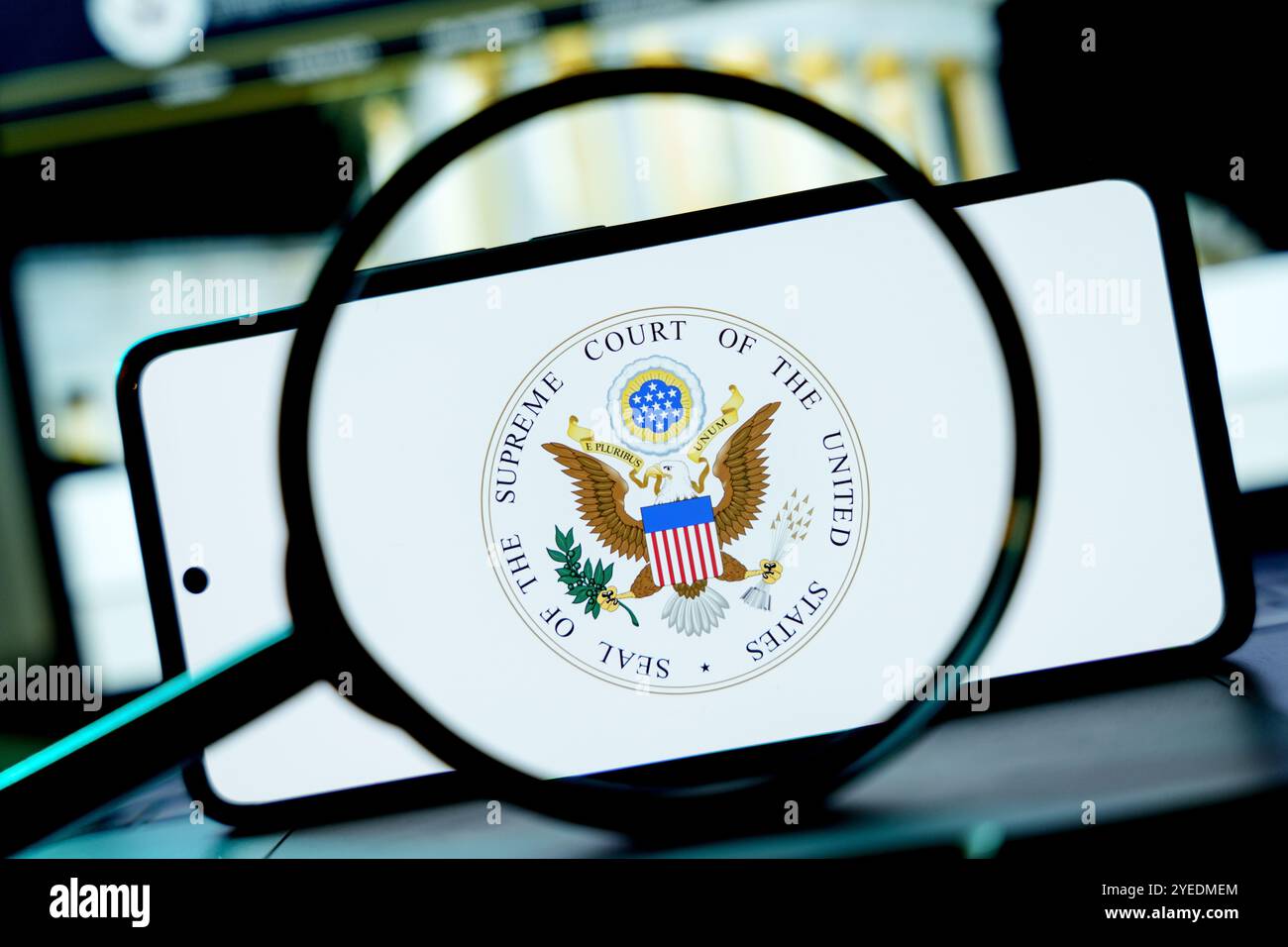 US Supreme Court logo on display screen Stock Photo - Alamy