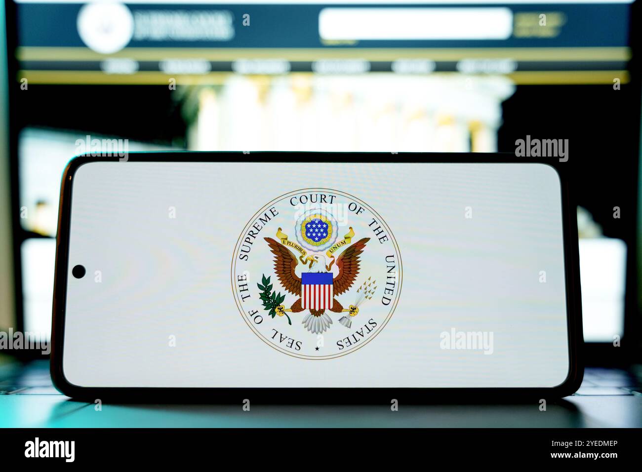 US Supreme Court logo on display screen Stock Photo - Alamy