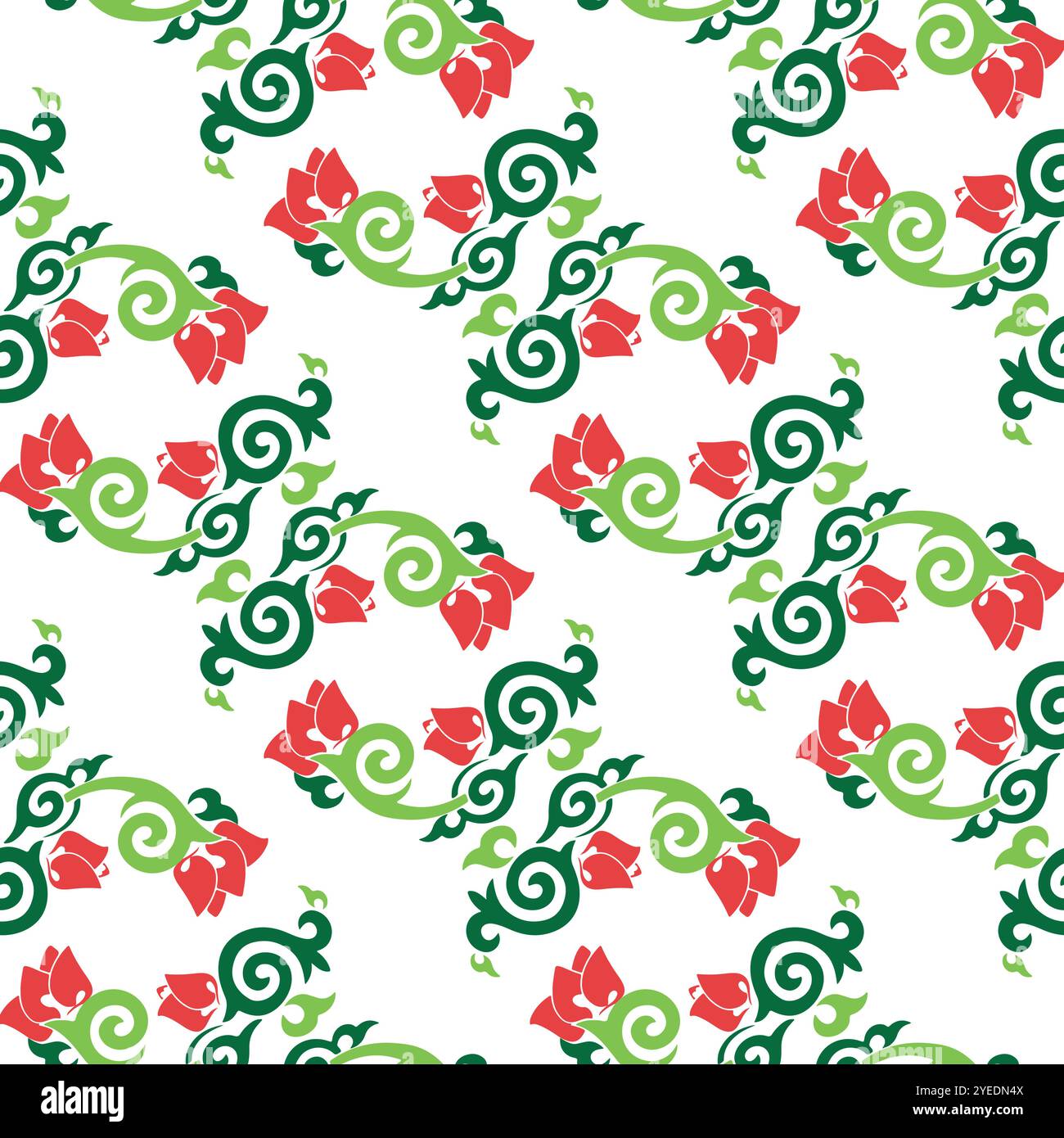 Floral pattern Tatar Native Ornamental border with tulips. Culture of ...