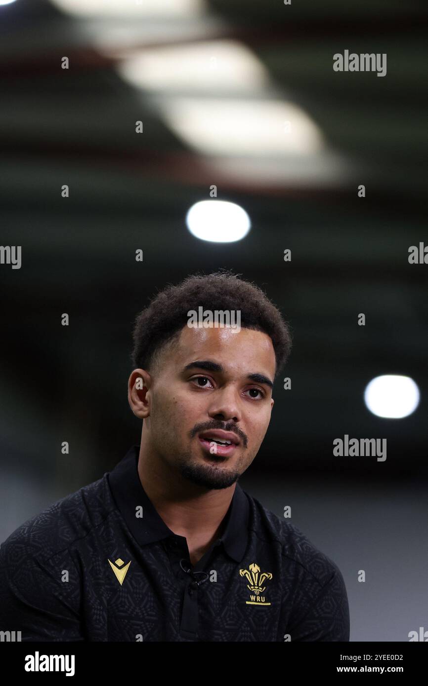Ben Thomas of Wales .Wales rugby squad player media session ahead of ...
