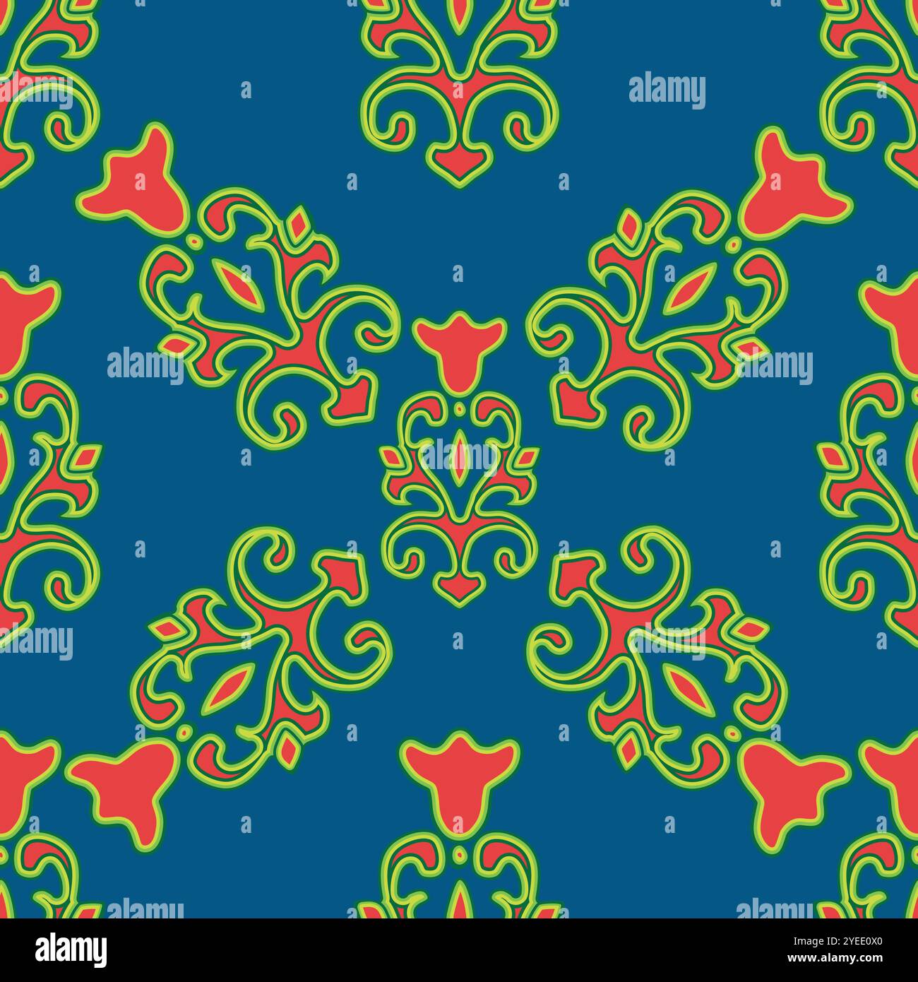 Floral pattern Tatar Native Ornamental border with tulips. Culture of ...