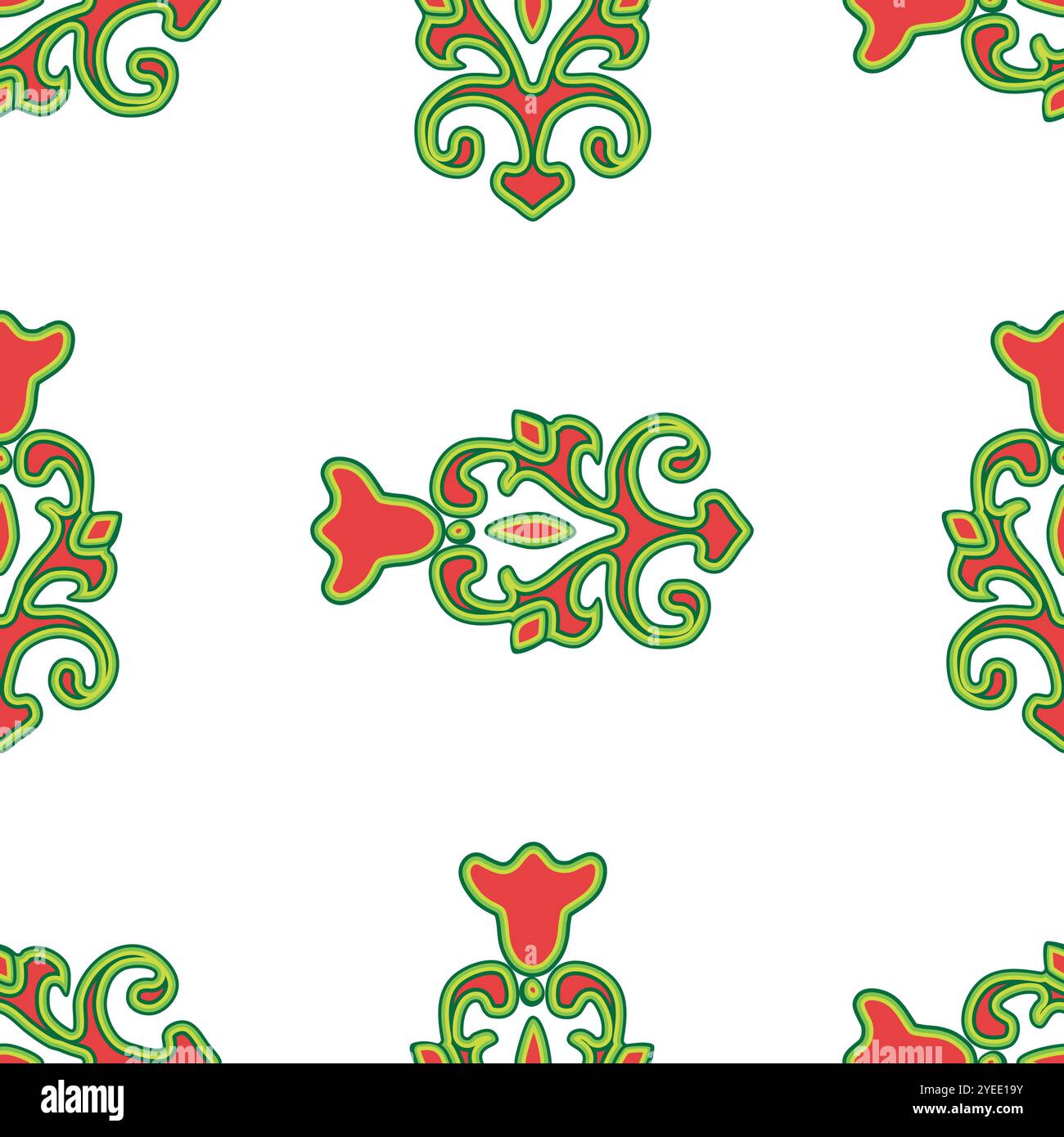 Floral pattern Tatar Native Ornamental border with tulips. Culture of ...