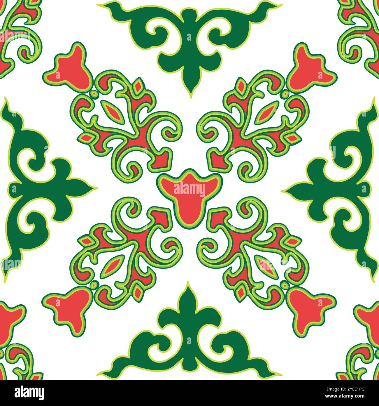 Floral pattern Tatar Native Ornamental border with tulips. Culture of ...