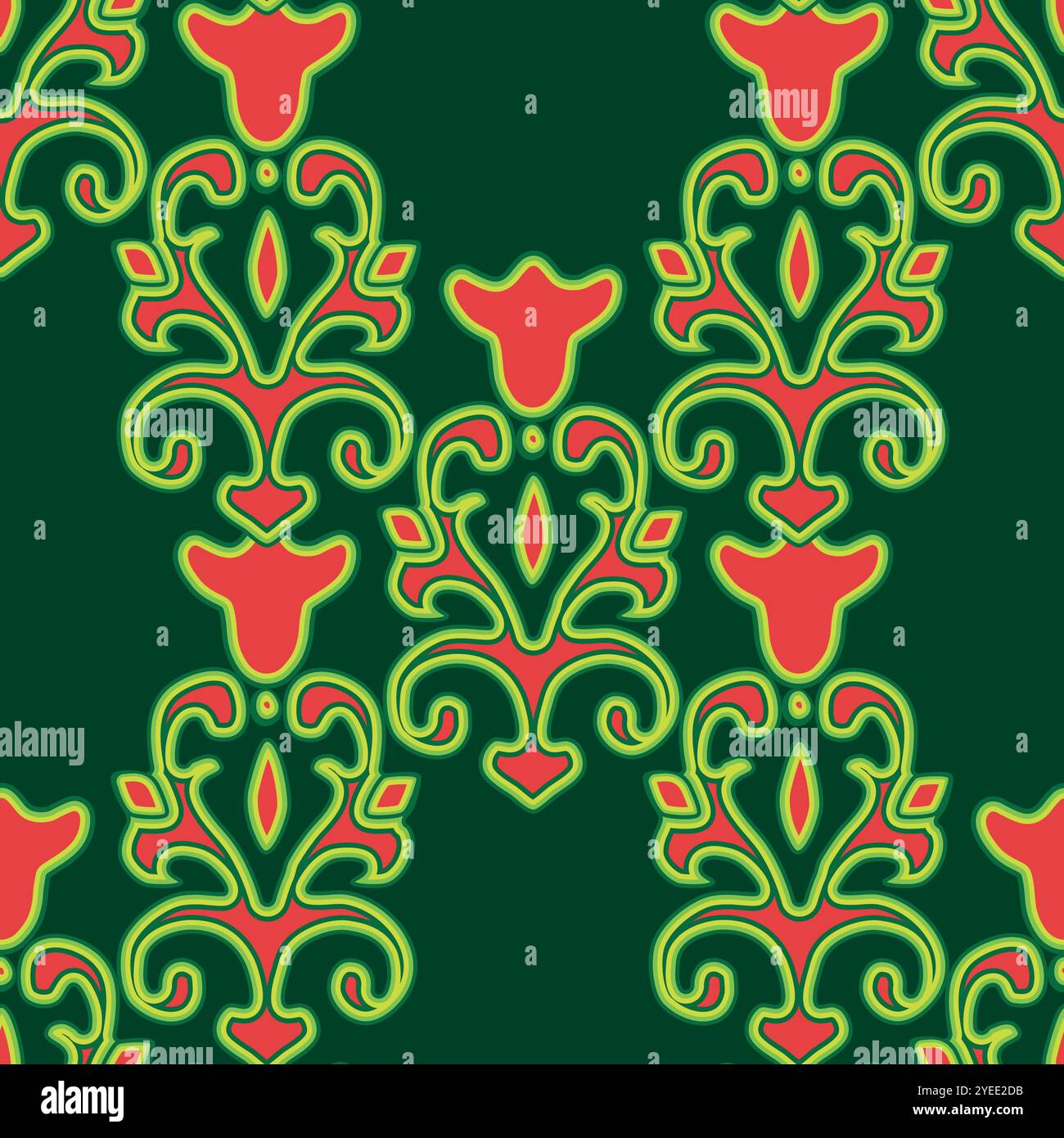 Floral pattern Tatar Native Ornamental border with tulips. Culture of ...