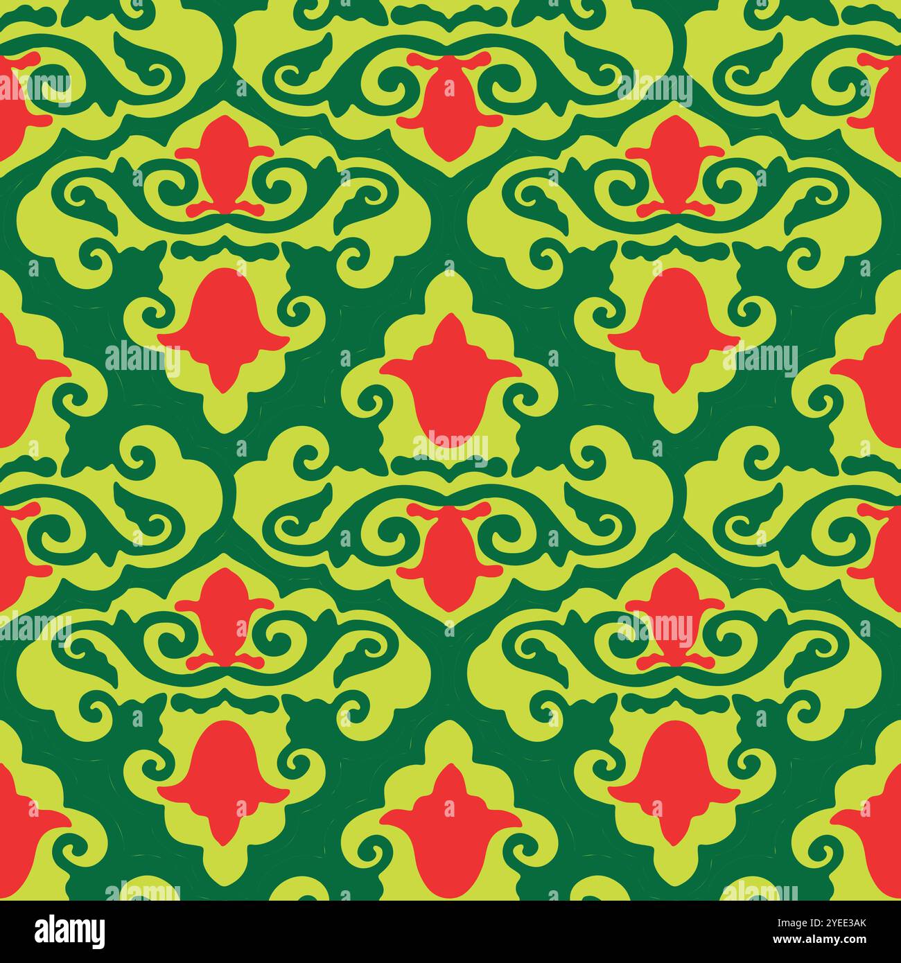 Floral pattern Tatar Native Ornamental border with tulips. Culture of ...