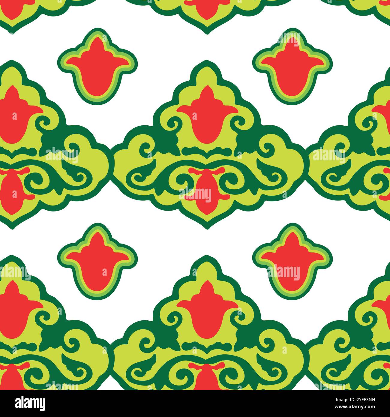 Floral pattern Tatar Native Ornamental border with tulips. Culture of ...