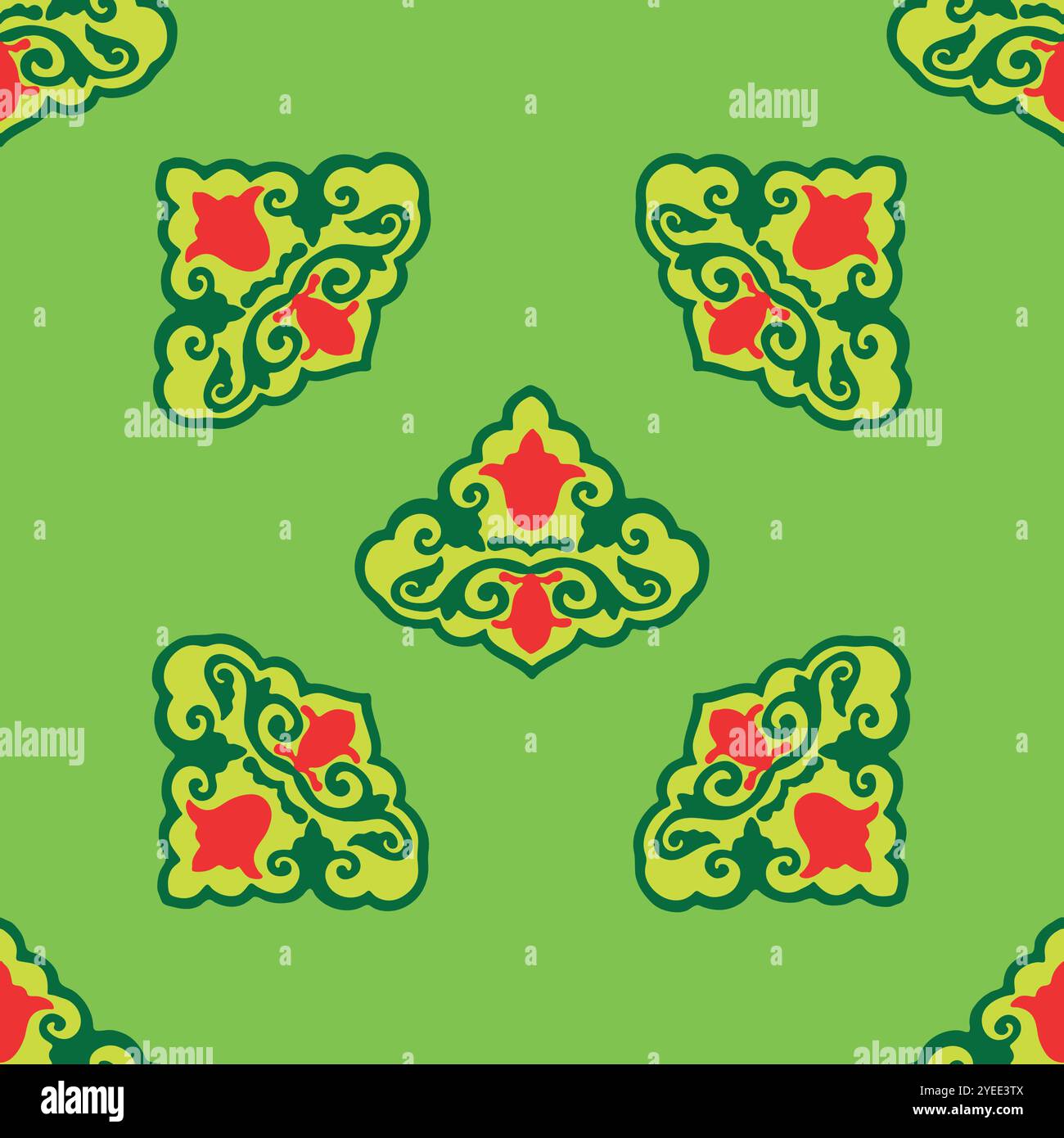 Floral pattern Tatar Native Ornamental border with tulips. Culture of ...
