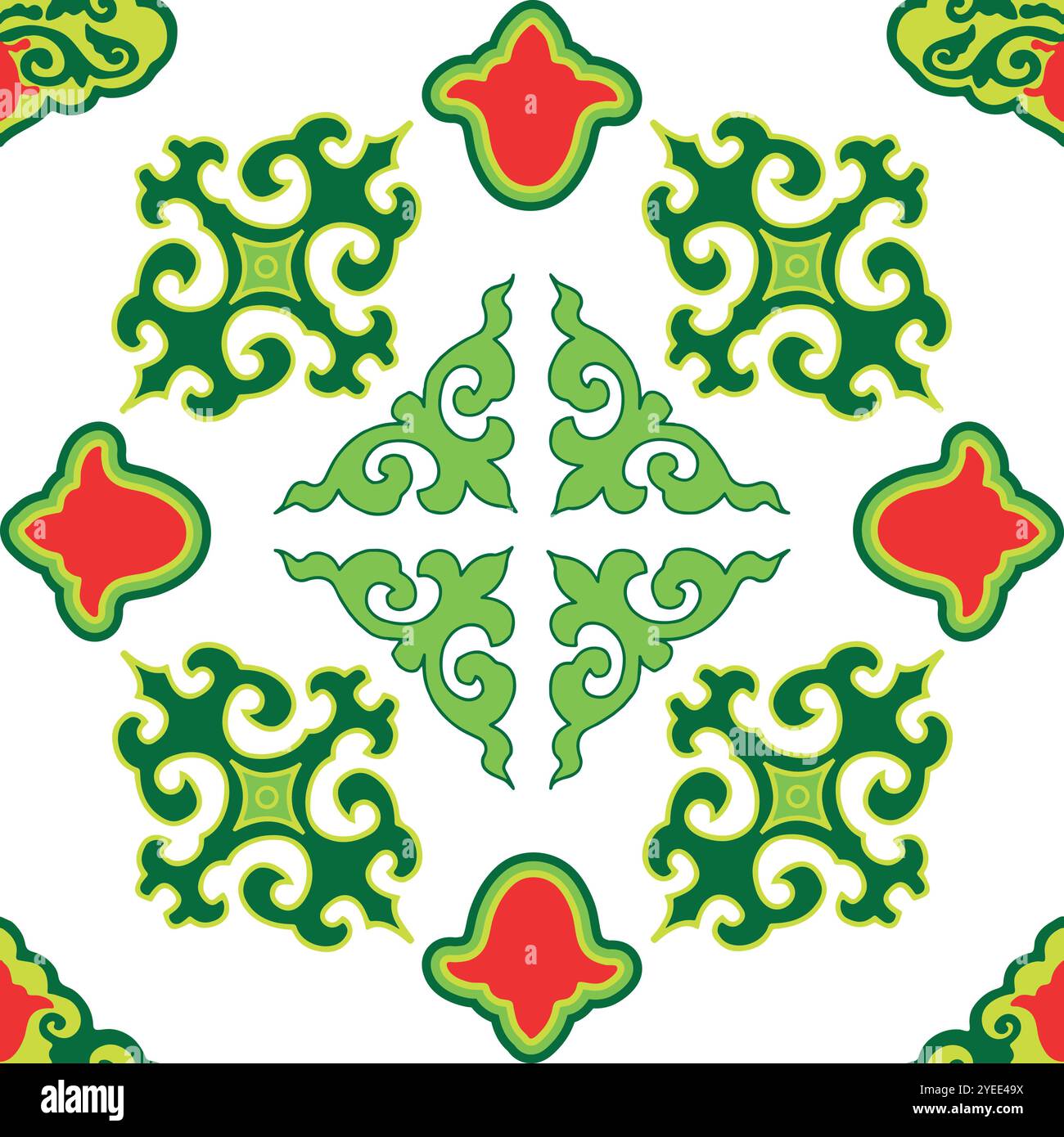 Floral pattern Tatar Native Ornamental border with tulips. Culture of ...
