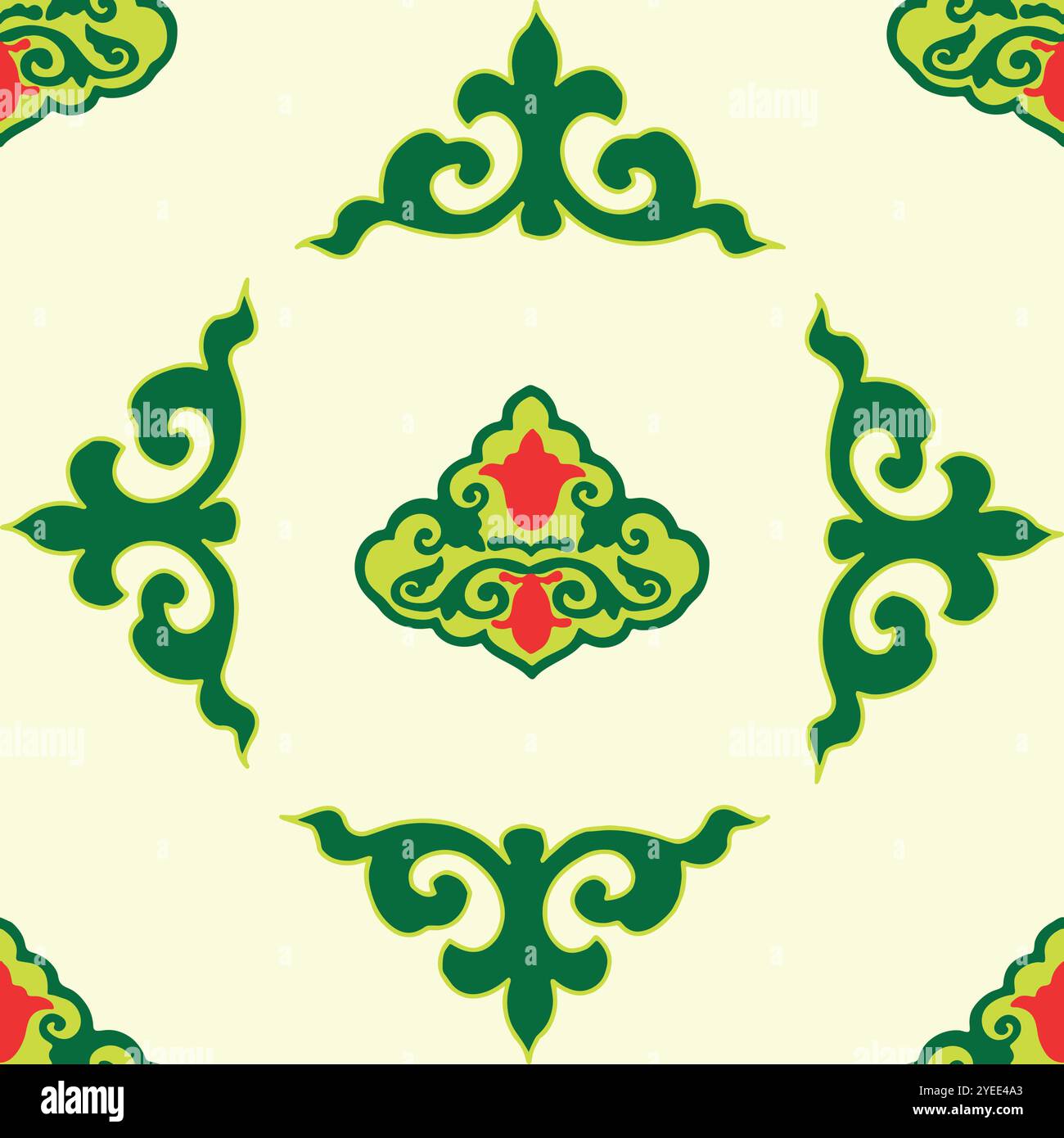 Floral pattern Tatar Native Ornamental border with tulips. Culture of ...