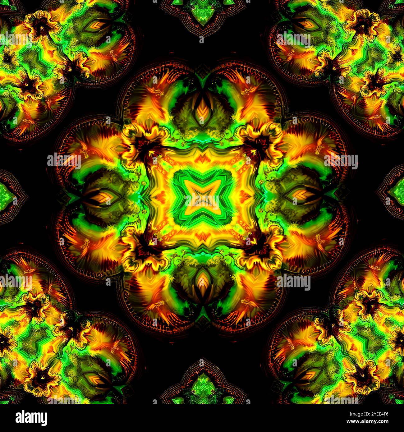 Psychedelic Fractal Mandala Abstract with Cosmic Symmetry and ...