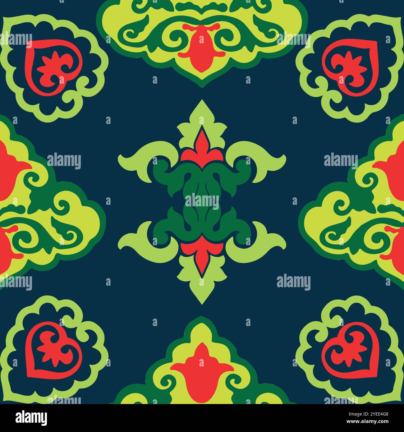 Floral pattern Tatar Native Ornamental border with tulips. Culture of ...
