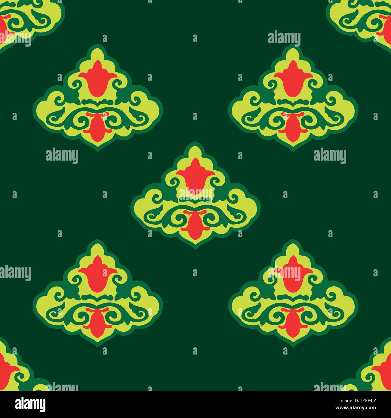 Floral pattern Tatar Native Ornamental border with tulips. Culture of ...