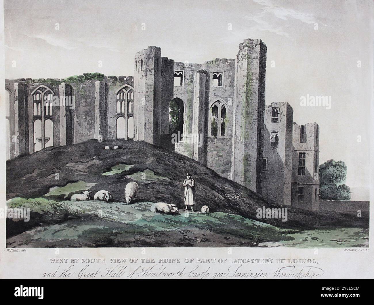 A 19th century view of Kenilworth Castle, showing John of Gaunt's Great ...