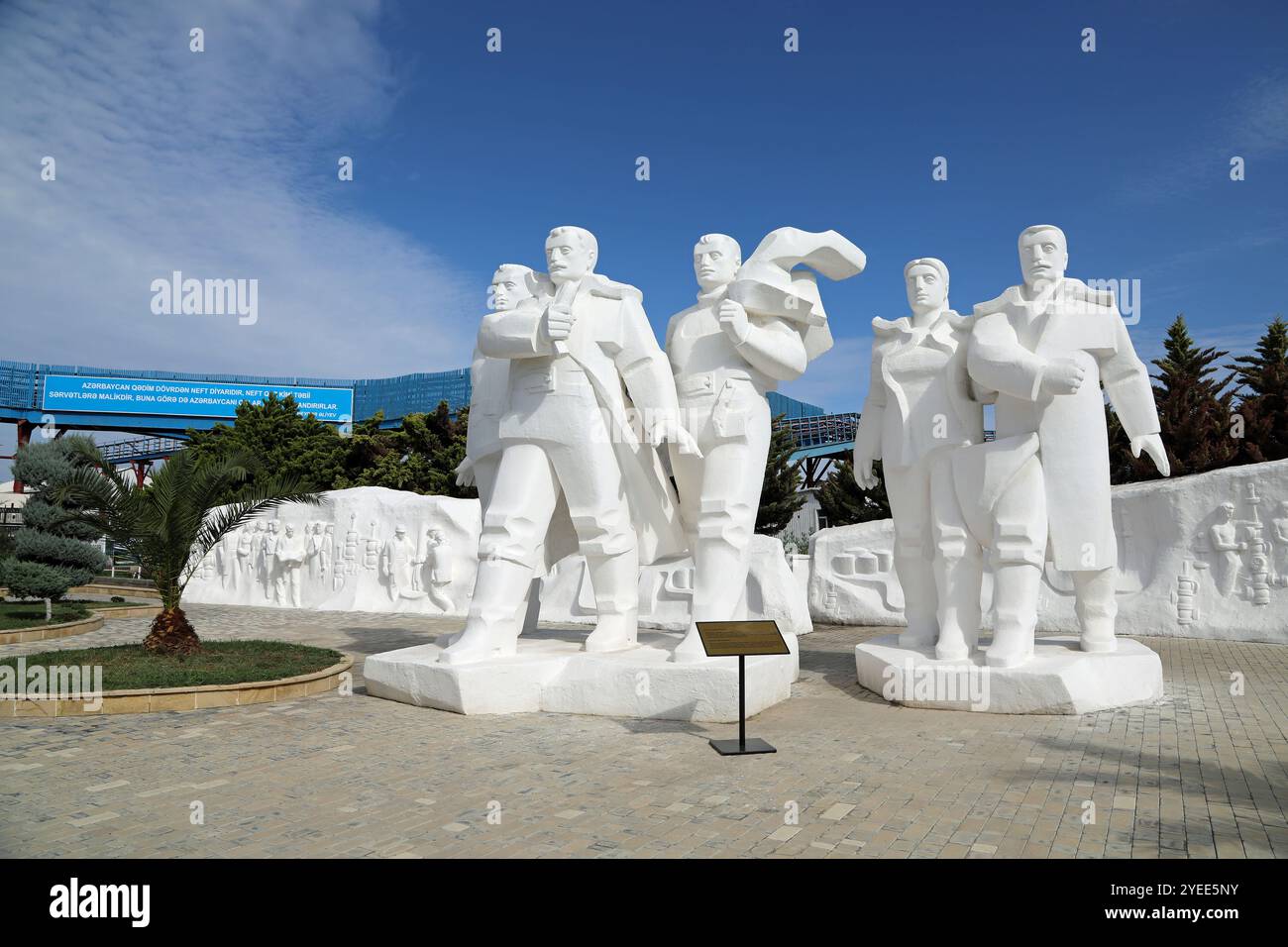 Soviet era Oilmen Monument at Neft Daslari in the Caspian Sea Stock ...