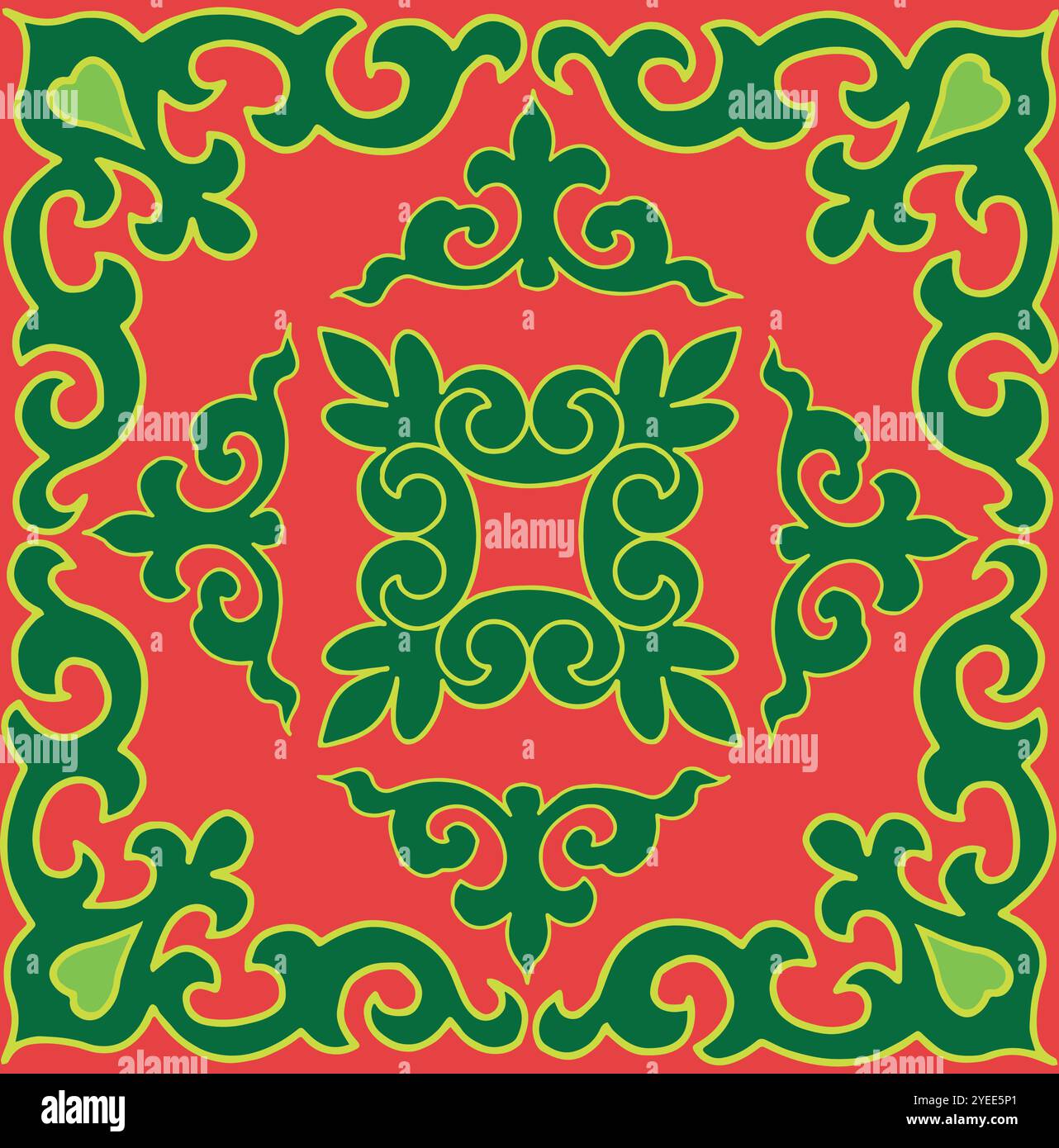 Floral pattern Tatar Native Ornamental border with tulips. Culture of ...