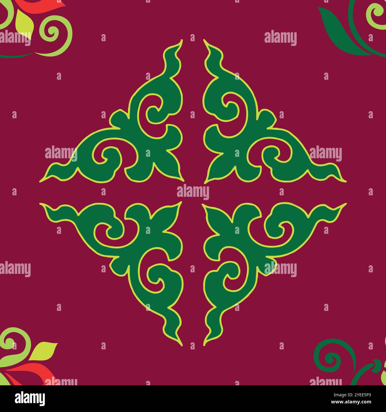 Floral pattern Tatar Native Ornamental border with tulips. Culture of ...