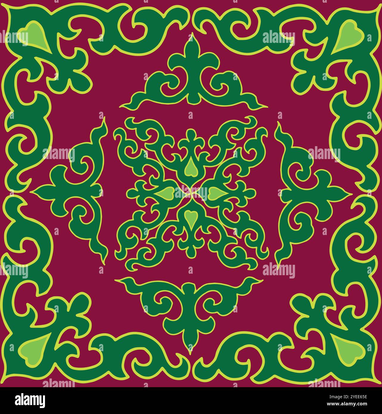 Floral pattern Tatar Native Ornamental border with tulips. Culture of ...