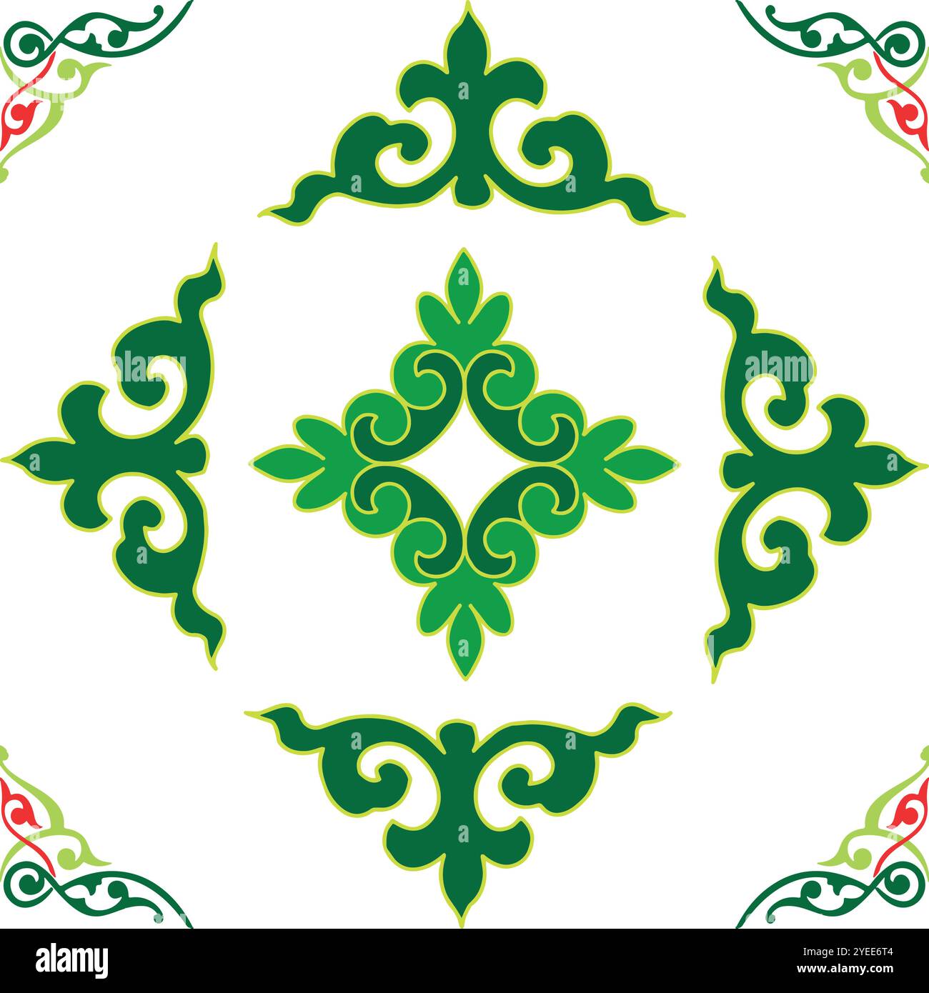 Floral pattern Tatar Native Ornamental border with tulips. Culture of ...