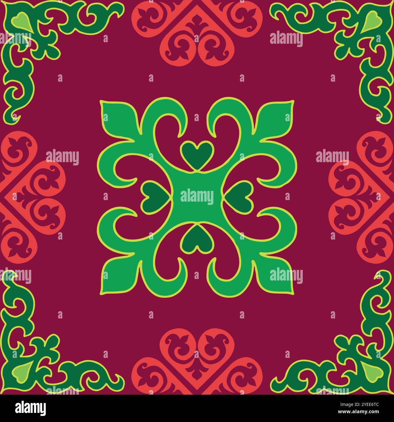 Floral pattern Tatar Native Ornamental border with tulips. Culture of ...
