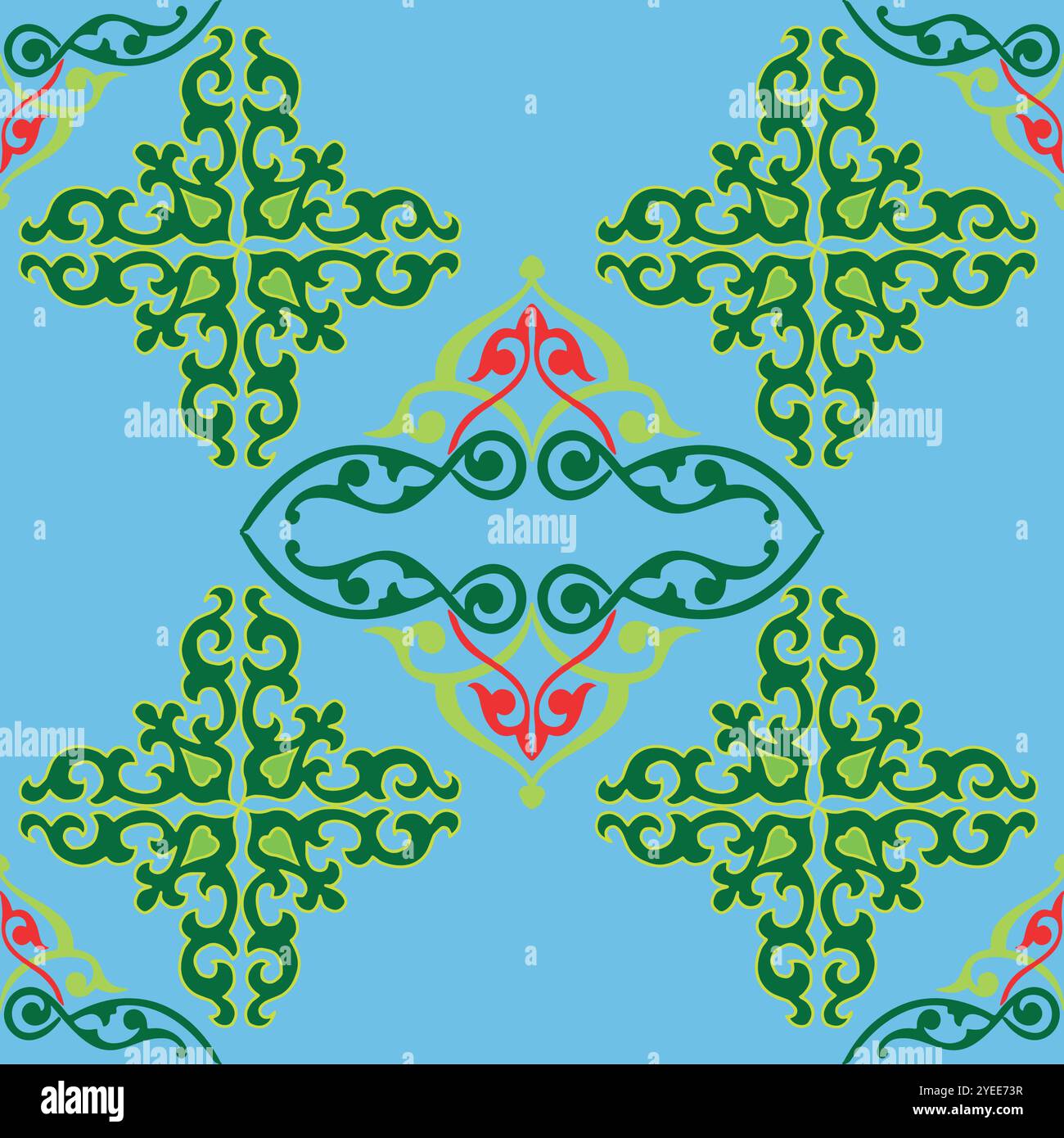 Floral pattern Tatar Native Ornamental border with tulips. Culture of ...