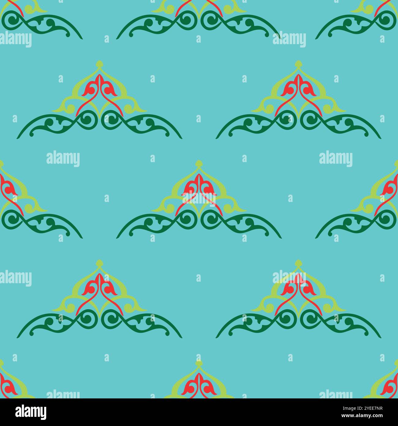 Floral pattern Tatar Native Ornamental border with tulips. Culture of ...