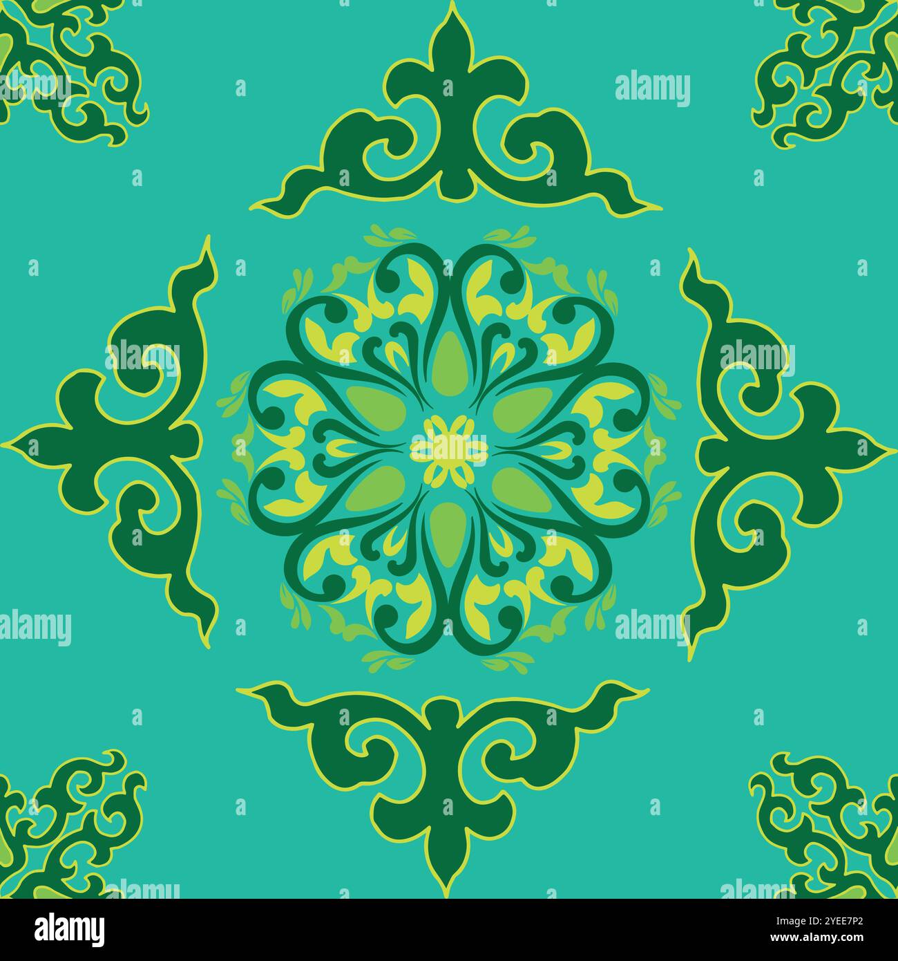 Tatar Native Ornamental border in Arabic style. Ornamental circle with ...